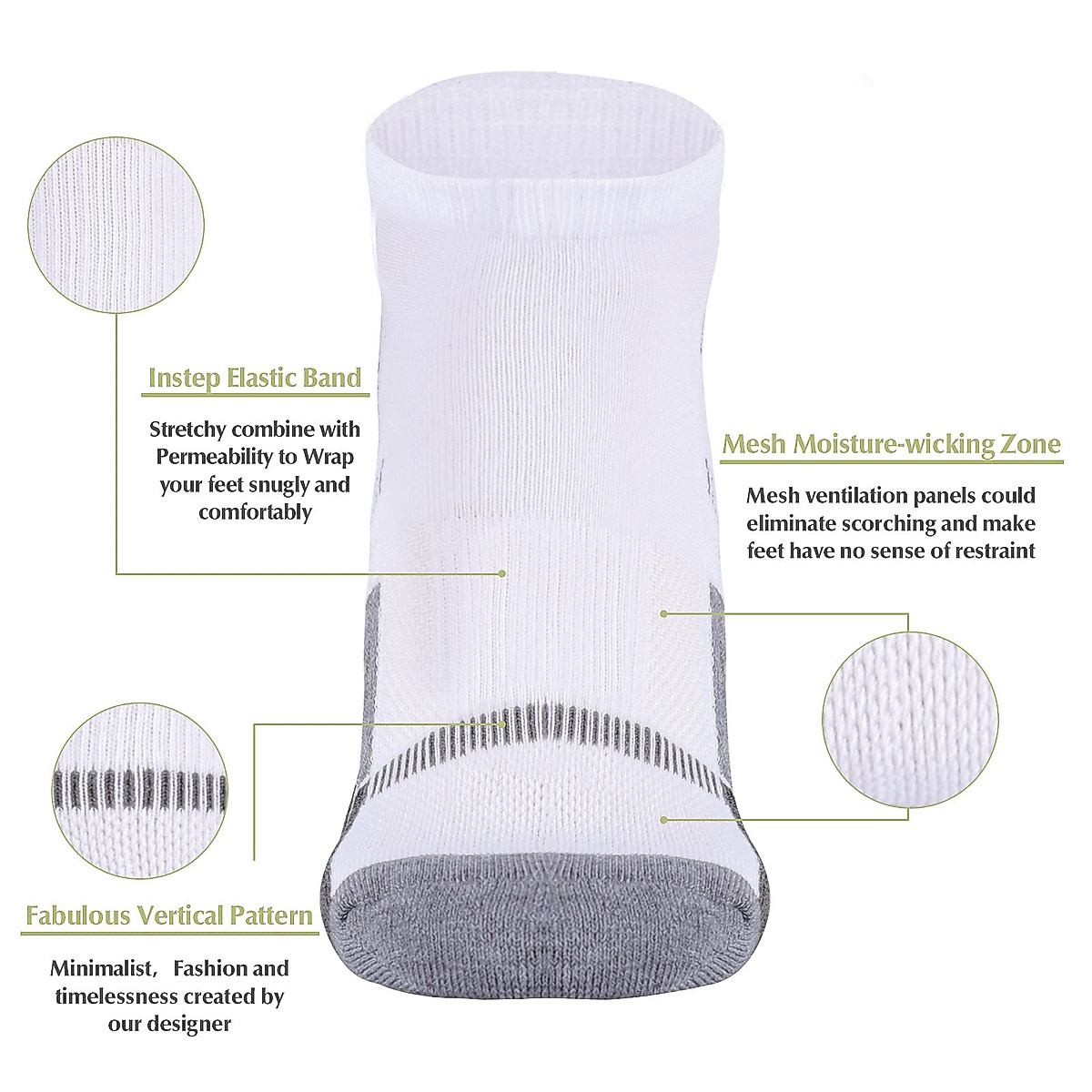 COOVAN Mens Ankle Socks Men Athletic Cushion Low Cut Comfort 6 Pairs Socks