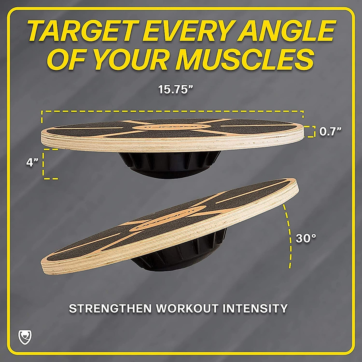 URBNFit Balance Board Trainer - Wooden Wobble Balancing Board for Core Stability, Strength Training & Flexibility - Wobble Board w/Workout Guide to Exercise at Desk or Home Gym﻿