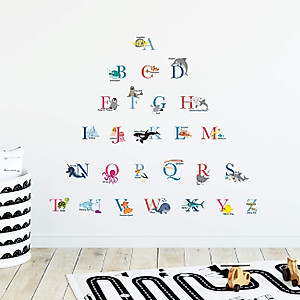 DECOWALL DS-8040 A-Z Ocean Alphabet Kids Wall Stickers Wall Decals Peel and Stick Removable Wall Stickers for Kids Nursery Bedroom Living Room (Small) d?cor