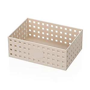 YBM Home Plastic Storage Baskets and Organizer Bins for Household Items, Perfect for Classroom, Drawers, Desktop, Office, Playroom, Shelves, Closet, and More - 1 Unit 8.5 x 6 x 3.25 inch, Beige 2192