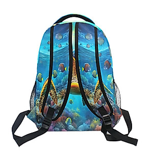 KEIGE Sea Turtle Ocean Life Backpack School Bookbag for Boys Girls 2110001