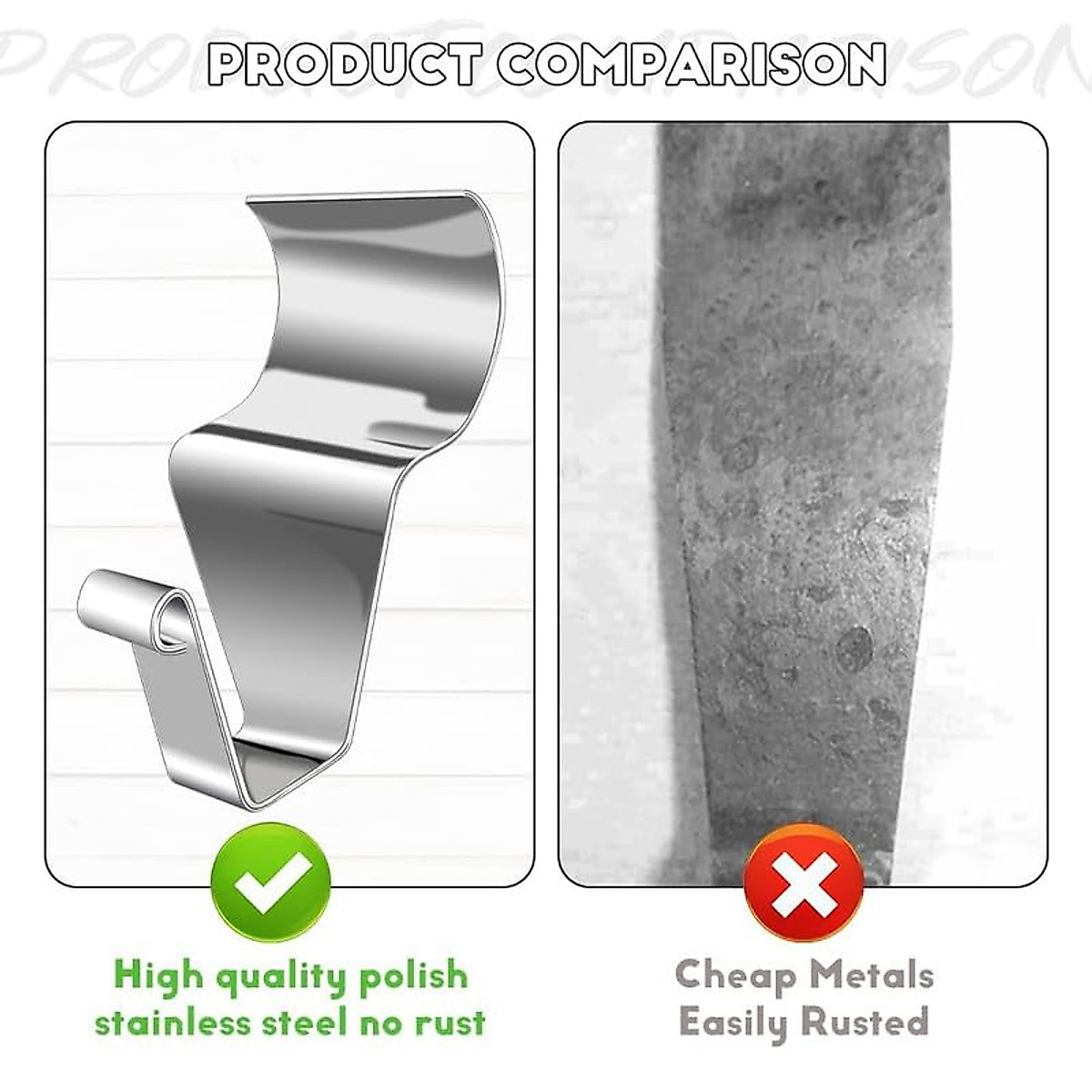 Kruggo Vinyl Siding Hooks for Hanging Outdoor, 2024 New Heavy Duty Stainless Steel Vinyl Siding Hooks Hangers, No Hole Low Profile Siding Clips for Hanging Wreath Outdoor Decorations