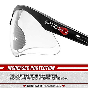Optic Max Safety Glasses Scratch Resistant Lens Flexible Frame, 12 Pairs