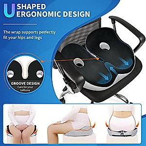 CODN Seat Cushion, Memory Foam Office Chair Cushion for All-Day Sitting, Tailbone and Sciatica Pain Relief Cushion, Chair Pad for Car Seat, Wheelchair and Desk Chair (Black)