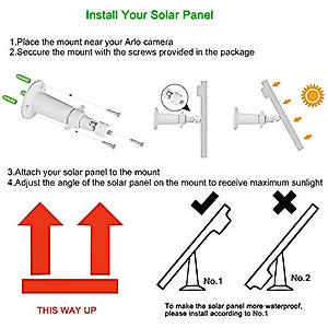 iTODOS Solar Panel Works for Arlo Pro and Arlo Pro 2, 11.8Ft Outdoor Power Charging Cable and Adjustable Mount ,Not for Arlo HD ,Arlo Ultra and Arlo Pro3(Silver)
