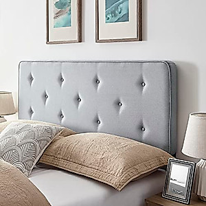 Classic Brands Maxwell Tufted Upholstered Headboard, Light Grey, Queen