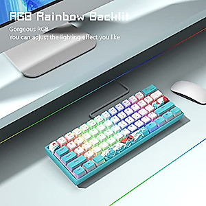 Womier 60% Percent Keyboard, WK61 Mechanical RGB Wired Gaming Keyboard, Hot-Swappable Keyboard with PBT Keycaps for Windows PC Gamers - Linear Red Switch