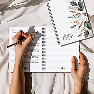 Aesthetic Spiral Notebook Journal For Women - Cute Dried Floral 10.5" x 8.5" College Ruled Notebook With Large Pockets And Lined Pages - Perfect to Stay Organized and Boost Productivity at Work or School