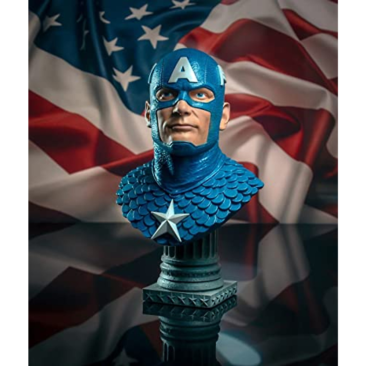 Legends in 3-Dimensions: Marvel Comics Captain America 1: 2 Scale Bust, Multicolor