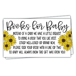 50 Sunflower Books for Baby Shower Request Cards - Invitation Inserts