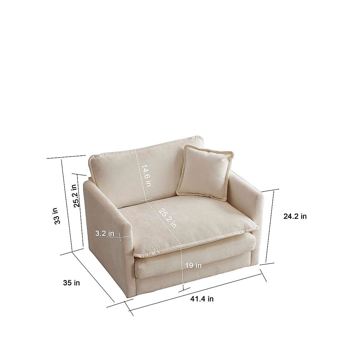 JURMALYN Single Sofa Modular Couch Free Combination Sectional Sofa Couch, Chenille Fabric Upholstered Sofa Comfy Reading Lounge Armchair for Small Spaces, Apartment, Bedroom, Office, Beige