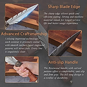 ROCOCO Feather Viking Knife Japanese Forged in Fire Boning Knife Fancy Kitchen Cleaver with Sheath Outdoor Camping BBQ Collection Birthday Christmas Father's Mother's Day Gift 7"