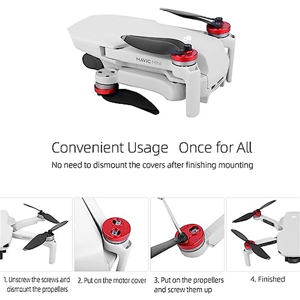 Mavic Mini 3 2 1 Motor Cover Cap Drone Dust-Proof Engine Protector Guard Protective Accessories for DJI Mavic Mini 2 SE 3 Pro (for Mini 1 SE 3 3Pro Red)