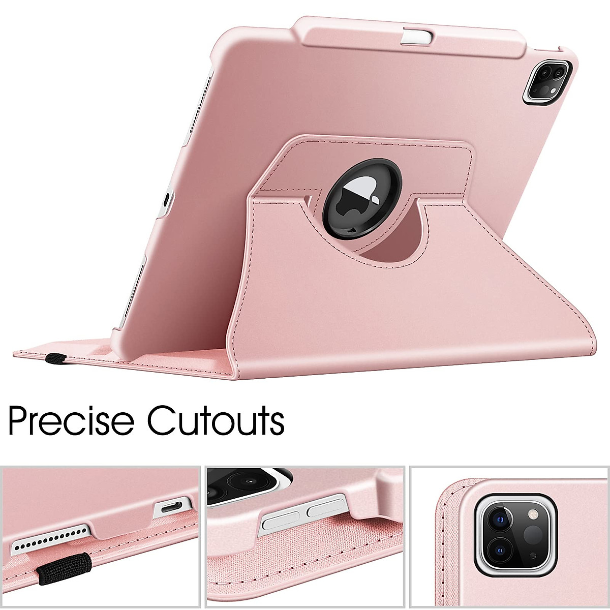 Fintie Rotating Case for iPad Pro 12.9-inch 6th Generation 2022-360 Degree Swiveling Protective Cover with Pencil Holder, Auto Sleep/Wake, Also Fit iPad Pro 12.9" 5th/4th/3rd Gen, Rose Gold