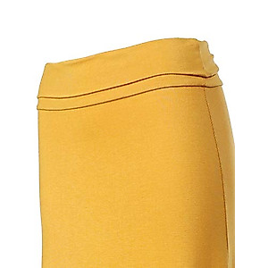 MixMatchy Women's Basic Foldable High Waist Regular and Plus Size Maxi Skirts Mustard 2XL