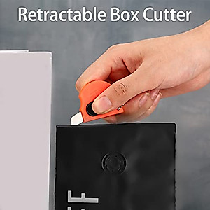 30 Pieces Mini Portable Box Cutter with Keychain Auto Retractable Pocket Utility Letter Opener Small Office Safety Art Cutter for Opening Packages Paper Cutting DIY Crafts, 3 Colors