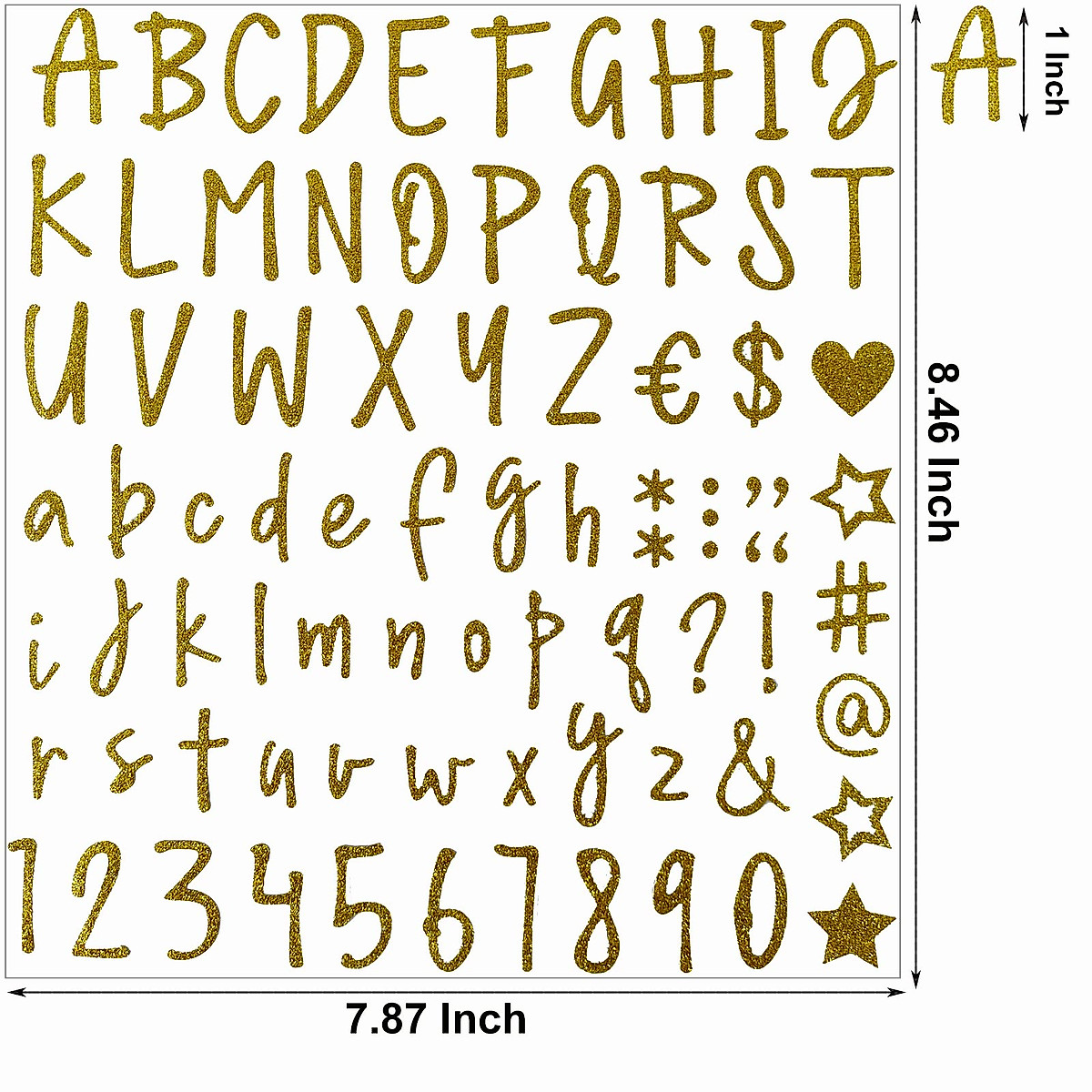 Waynoda Glitter Letter stickers 10 Sheets 810 Pieces Self-Adhesive Alphabet Number Stickers, Graduation Cap Letter Stickers for Sign, Mailbox, Notebook, Classroom Decor, Business, Address Number