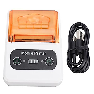 Bluetooths Thermal Receipt Printer, 58mm Handheld POS Inkless Receipt Printer, Portable Small Thermal Printer for Small Business Office Retail Store Restaurant (Orange White)