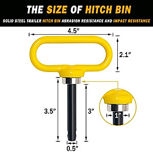EilxMag Magnetic Hitch Pin, Lawn Mower Trailer Hitch Pins - Strong Heavy Duty Neodymium Magnet Trailer Gate Pin - for Utility Carts, Lawn Tractors - Simple One Handed Hook On & Off（Yellow, 2PCS）