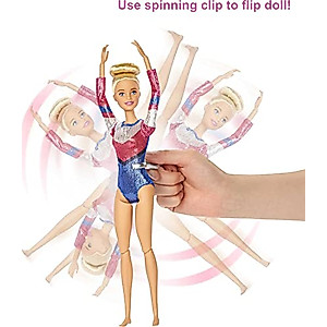 Barbie Gymnastics Playset with Doll and 15+ Accessories, Twirling Gymnast Toy with Balance Beam, Blonde Doll