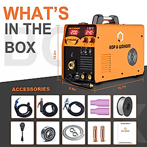 MIG Welder Machine 200Amp 110/220V Dual Voltage,Flux MIG Gas Gasless MIG Welding Machine MIG/Lift TIG/ARC 5 in 1 Multiprocess Aluminum MIG Welder, Spool Gun Compatible