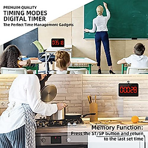 PERSUPER Digital Timer Kitchen Timer Count Down Up Rechargeble Kitchen Gadgets Vibration Mode Adjustable Volume and Brightness LED Display Time Management for Cook, Desk, Kids Adults Study Teaching