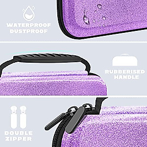 Glitter Carrying Case for Nintendo Switch and Switch OLED Console,Purple Hard Travel Case Shell Pouch for Nintendo Switch Console & Accessories,Protective Carry Case Compatible with Nintendo for Girls