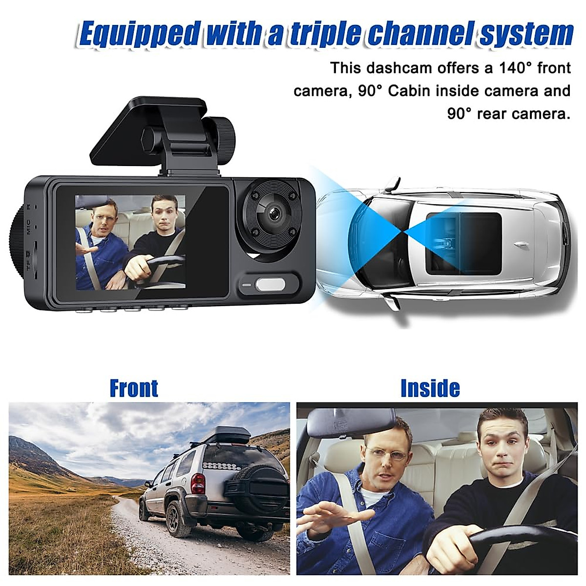 3 Cameras Dash Cam Multi-Language Clear Car Rearview Mirror Car Video Recording Camcorder Wide Angle Car Camera Recorder Auto ty Driving Recorder