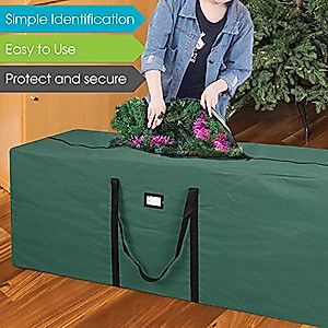 Primode Christmas Tree Storage Bag | Fits Up to 9 Ft. Tall Disassembled Tree | 25" Height X 20" Wide X 65" Long | Durable 600D Oxford Material | Heavy Duty Xmas Storage Container (Green)