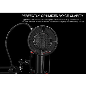 Mic Pop Filter, Professional Metallic Mic Pop Filter Mesh for Blue Yeti and Any Other Mic, ARISEN Dual Layered Microphone Pop Filter, Mic Filter with A Flexible 360° Gooseneck Clip Stabilizing Arm