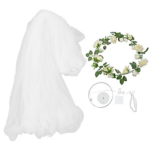 FECAMOS Princess Bed Net, Breathable Lightweight White Baby Bed Canopy with Rose Crown for Bedroom