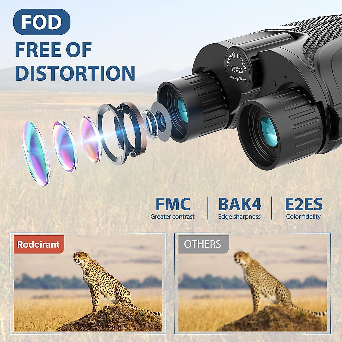 Binoculars 15x25 for Adults,Waterproof Durable & Clear Binoculars with Low Light Night Vision for Sightseeing,Concerts and Bird Watching