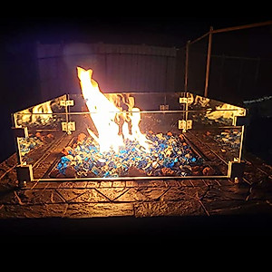 APWONE 19"x19"x6" Tempered Glass Flame Guard Square Fire Pit Wind Guard Fence for Square or Rectangular Outdoor Patio Propane Gas Fire Pit Table