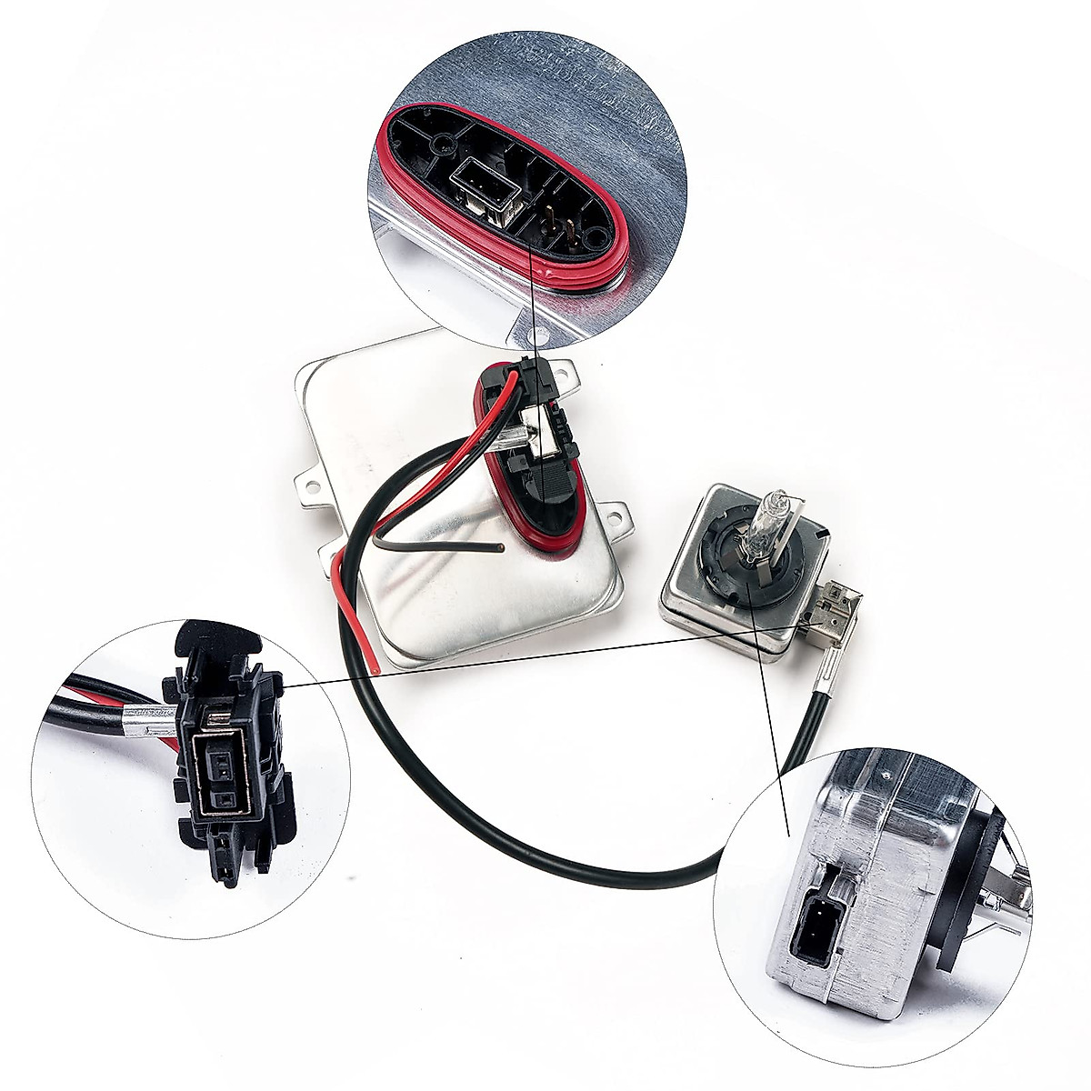 5DV 009 000-00 Xenon HID Headlight Ballast Control Unit W/D1S Bulb & Igniter Module Compatible with Cadillac Escalade BMW E60 Volkswagen Golf Ch ry sler Town & Country, Replaces 12767670 15782392