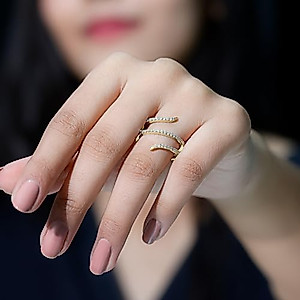 Rosec Jewels Certified Diamond Wrap Ring for Women, Hi Color Si Clarity, Natural Diamond Cocktail Ring - Ready To Gift, 14K Yellow Gold, Size:US 8.50