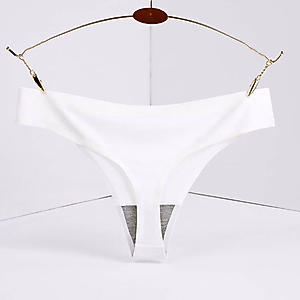 Closecret Lingerie Women 6 Pack Seamless Thongs Underwear Ice Silk Comfy G-string Panties (Medium, 6 Colors)