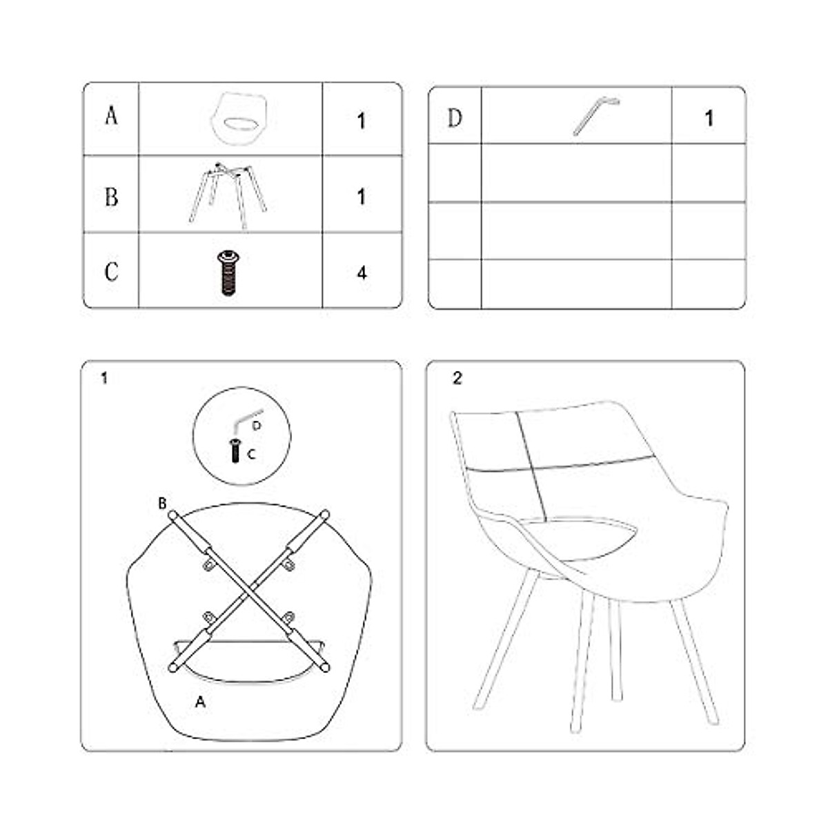 CangLong Upholstered Dining Accent Arm Chairs with Natual Color Metal Legs for Kitchen, Dining, Living, Guest, Bed Room, Set of 1, Grey