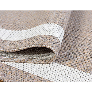 Unique Loom Decatur Collection Area Rug - Border (2' 2" x 3' Rectangle, Taupe/ Ivory)