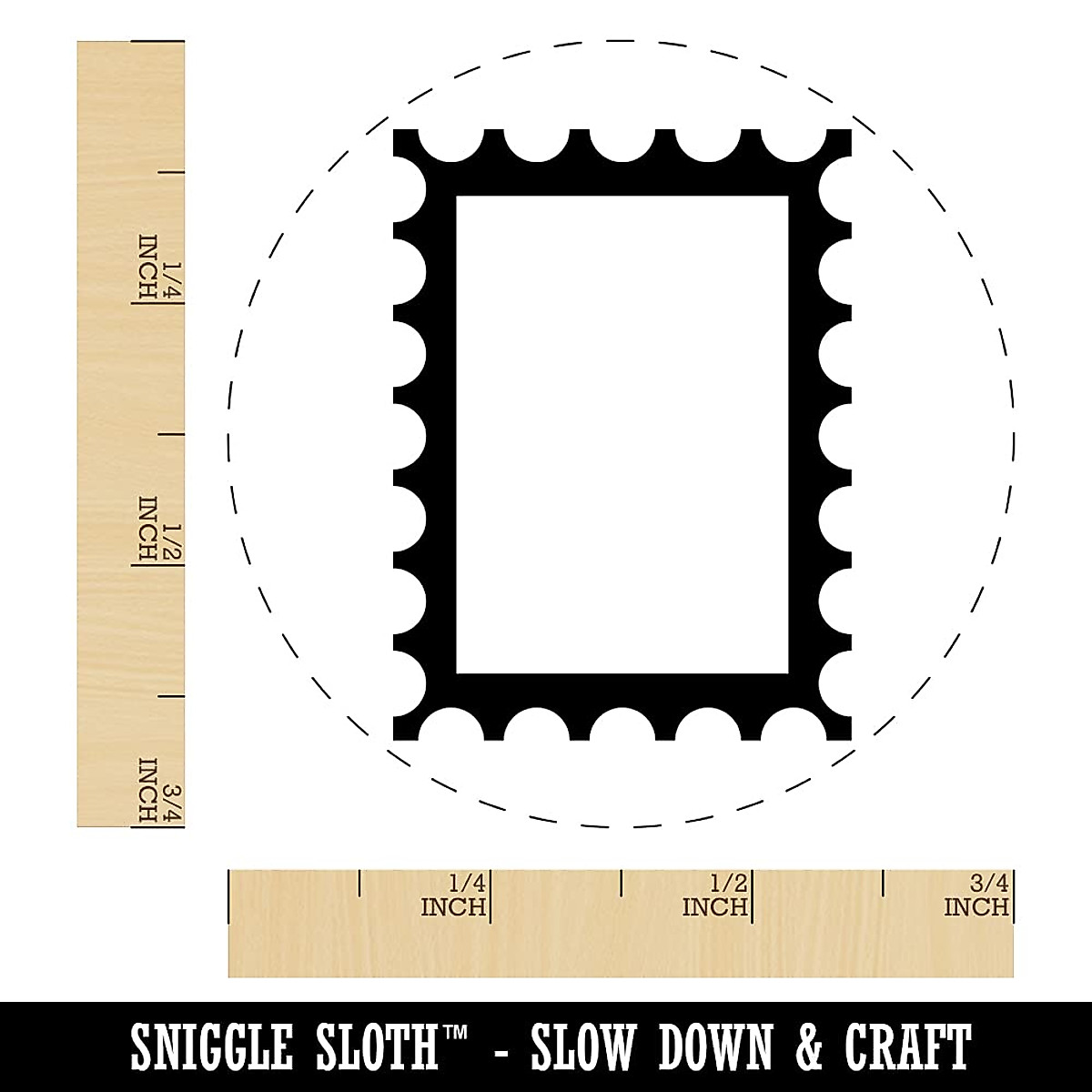 Postage Stamp Border Self-Inking Rubber Stamp for Stamping Ink Stamper Crafting Planners - 3/4 Inch Small - Fuchsia Ink