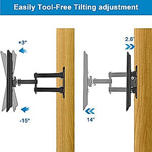 JUSTSTONE Full Motion TV Wall Mount Bracket for 13-45 Inches LED, Plasma Flat Screen Curved TVs, TV Mount with Articulating Arms Swivels Tilt Extension, VESA 200x200mm and Loading Capacity 55 lbs