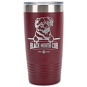 100 North Black Mouth Cur Maroon 20 ounce Stainless Steel Metal Vacuum Insulated Travel Tumbler Mug With Lid