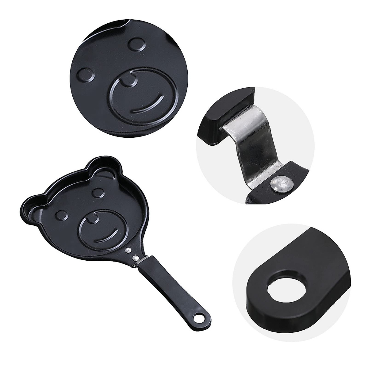 BLMIEDE Cartoon Mini Egg Pancake Frying Pan Pancake Non Stick Cookware Saucepan Breakfast Maker Egg Frying Pan Omelette Pan Silicone Forks for Cooking Eggs (B, One Size)