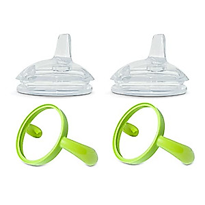 Sippy Spout Nipples with Bottle Handles for Comotomo Baby Bottle | 2-Pack | Food Grade Silicone | BPA-Free | Spill-Proof (Green)