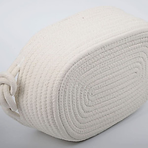 Artibetter Cotton Woven Basket Woven Cotton Rope Storage Basket Decorative Hamper Handled Nursery Shelf Baskets Desktop Makeup Cosmetics Organizers for Trinket Jewelry Toys Woven Gift Basket