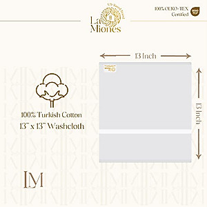 La Miones | 100% Turkish Cotton, Face Washcloths for Bathrooms | Quick Dry Wash Rags for Kitchen, Best for Makeup | Small Wash Cloths for Your Face and Body | Dark Gray