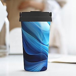 WANGXUEE Abstract Blue Print 500ml Stainless Steel Travel Tumbler Double Wall Vacuum Insulated Coffee Mug