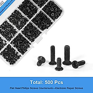 MEIYYJ 500pcs M2 M2.5 M3 Laptop Notebook Computer Replacement Screws Kit, PC Flat Head Phillips Screw Assortments, Countersunk SSD Electronic Repair Accessories for Sony DELL Samsung IBM HP Toshiba