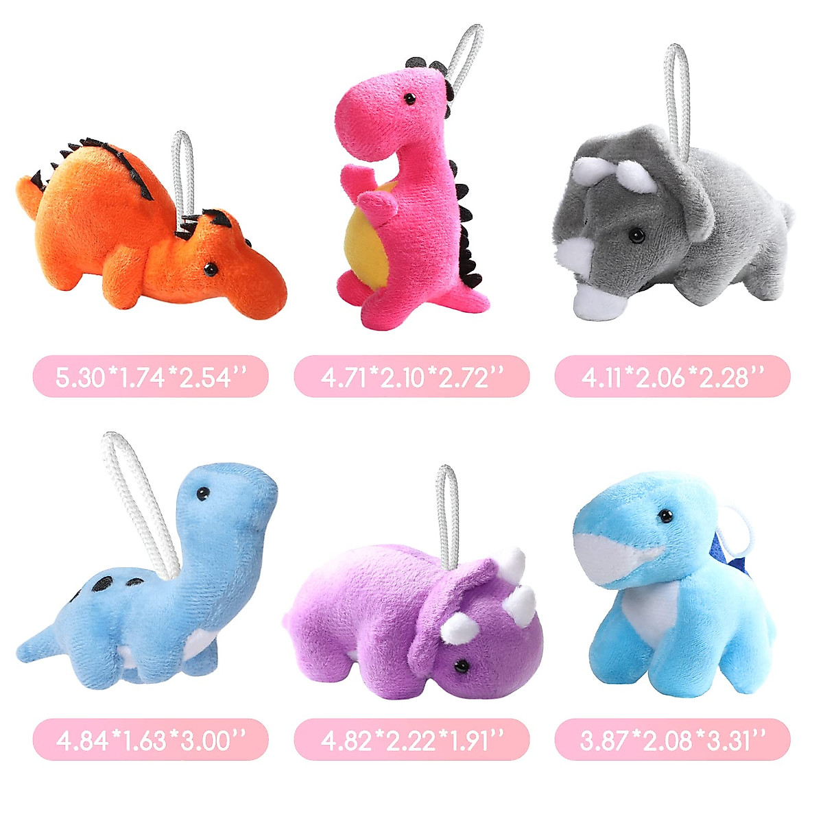 20 Pack Dinosaur Plush Stuffed Set, Mini Animal Cute Dinosaur Figures, Soft Keychain Toy for Kids Toddler Goodie Bag Filler, Doll Machine, Treasure Carnival Prizes Birthday Party Favors Gifts