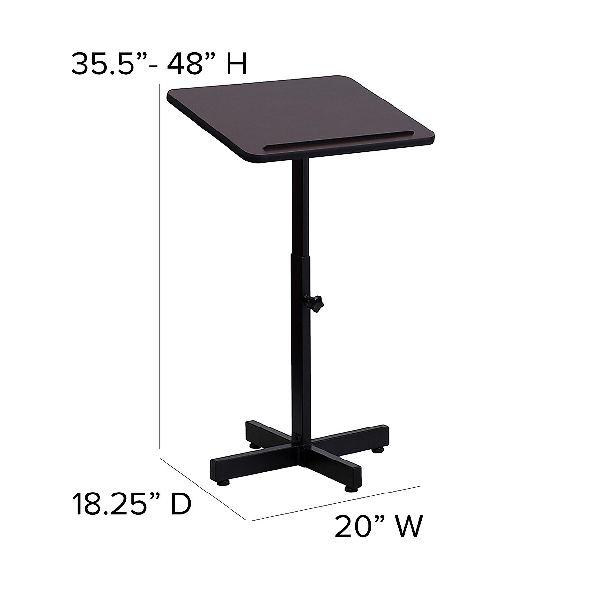 Flash Furniture Mysta Adjustable Height Metal Lectern, Mahogany