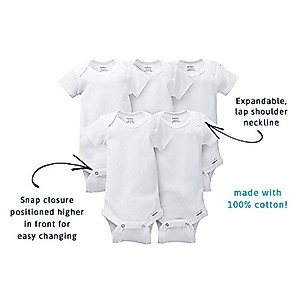Gerber Baby 8-Pack Short Sleeve Onesies Bodysuits, Solid White, 3-6 Months